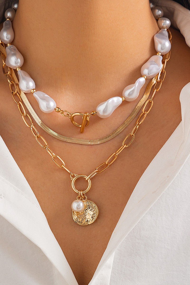 Chunky Pearl Layered Chain Necklace Simply Me Boutique