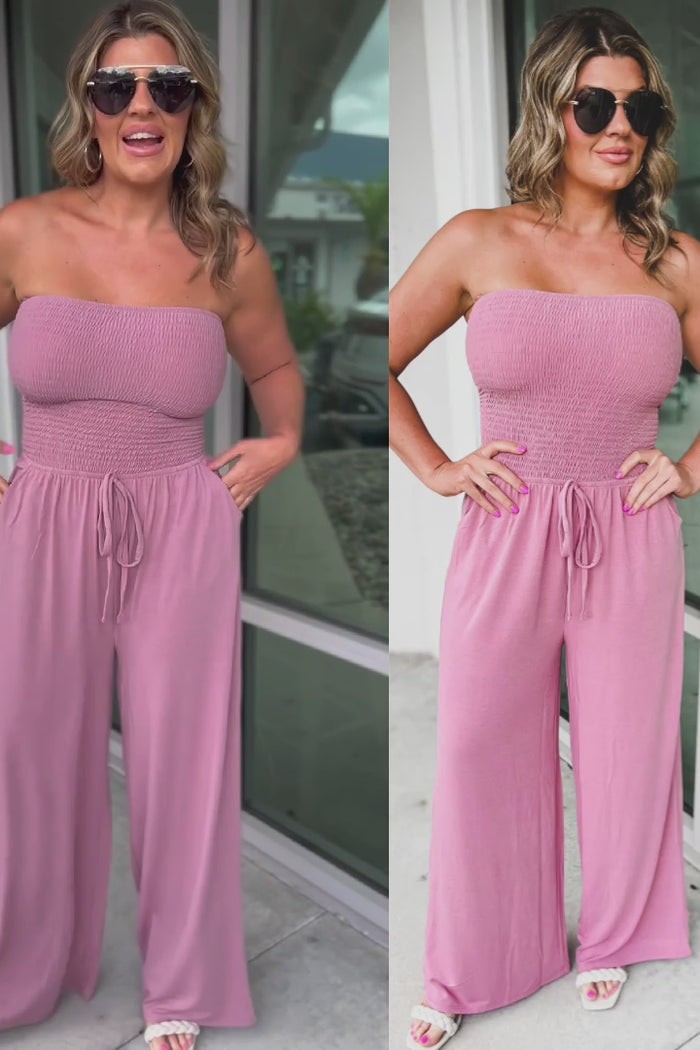 Rumor Going Round Smocked Jumpsuit | Boutique Outfits Casual – Simply ...