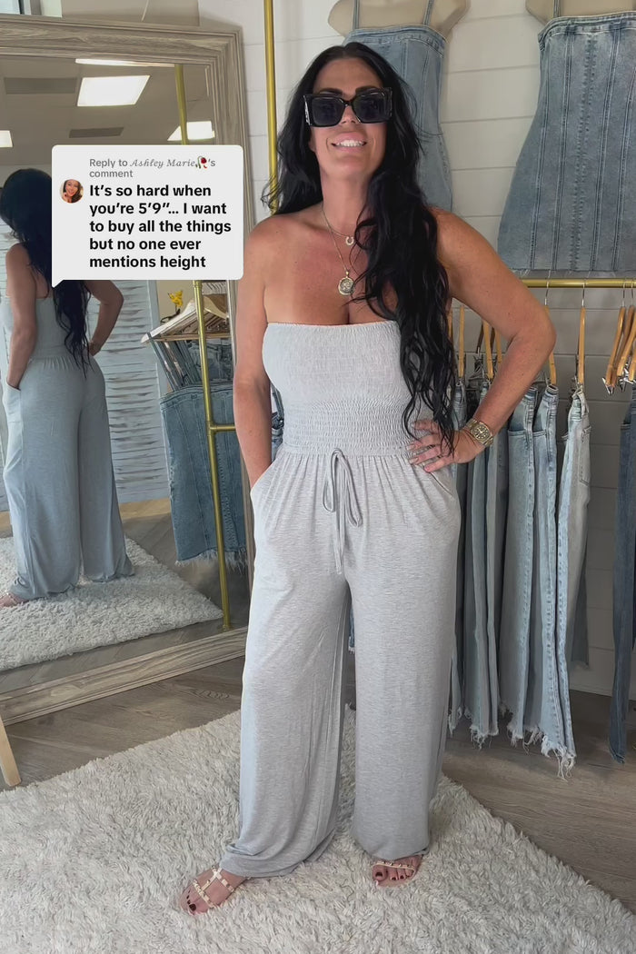 Rumor Going Round Smocked Jumpsuit | Boutique Outfits Casual – Simply ...